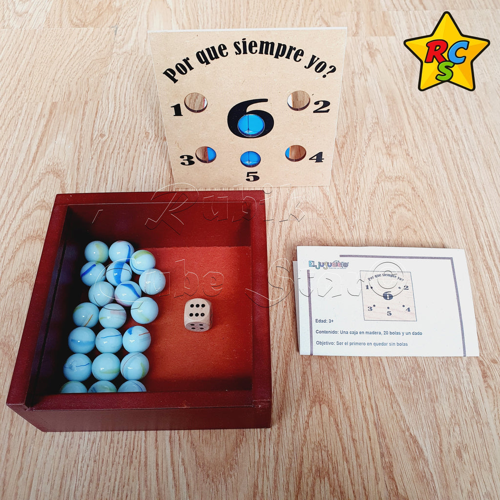 Juego De Mesa ¿por Qué Siempre Yo? Canicas Y Dado De Madera – Cube Star